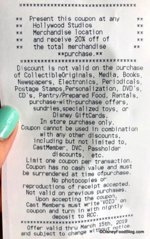 20% Off Merchandise Offer On Quick Service Receipts in Disney's ...
