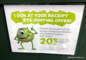 20% Off Merchandise Offer On Quick Service Receipts in Disney's ...