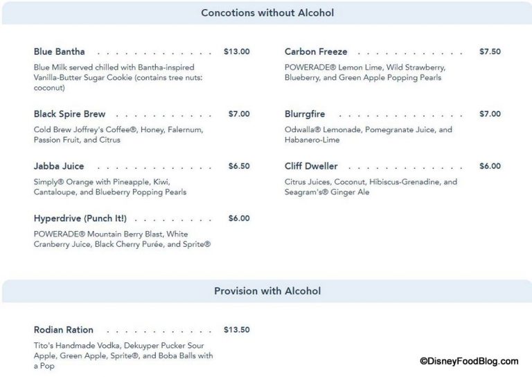 NEWS! Additional Menu Details Released for Oga's Cantina in Disney ...