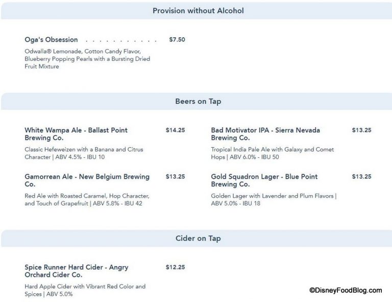 NEWS! Additional Menu Details Released for Oga's Cantina in Disney ...