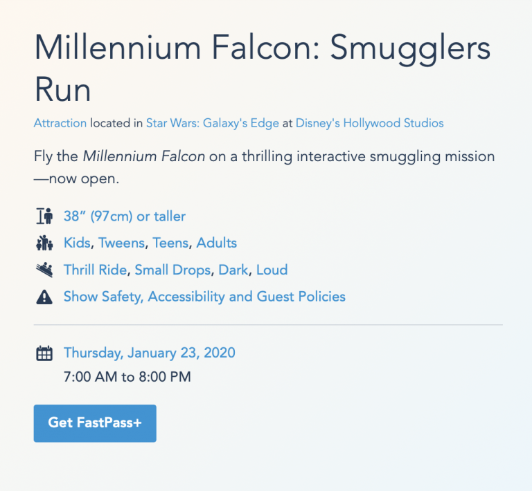 NEWS! FastPass+ Now Available for Millennium Falcon: Smugglers Run in ...