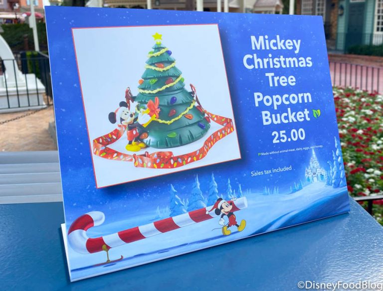 VIDEO! The Christmas Tree Popcorn Bucket Got a Snowy MAKEOVER in Disney ...