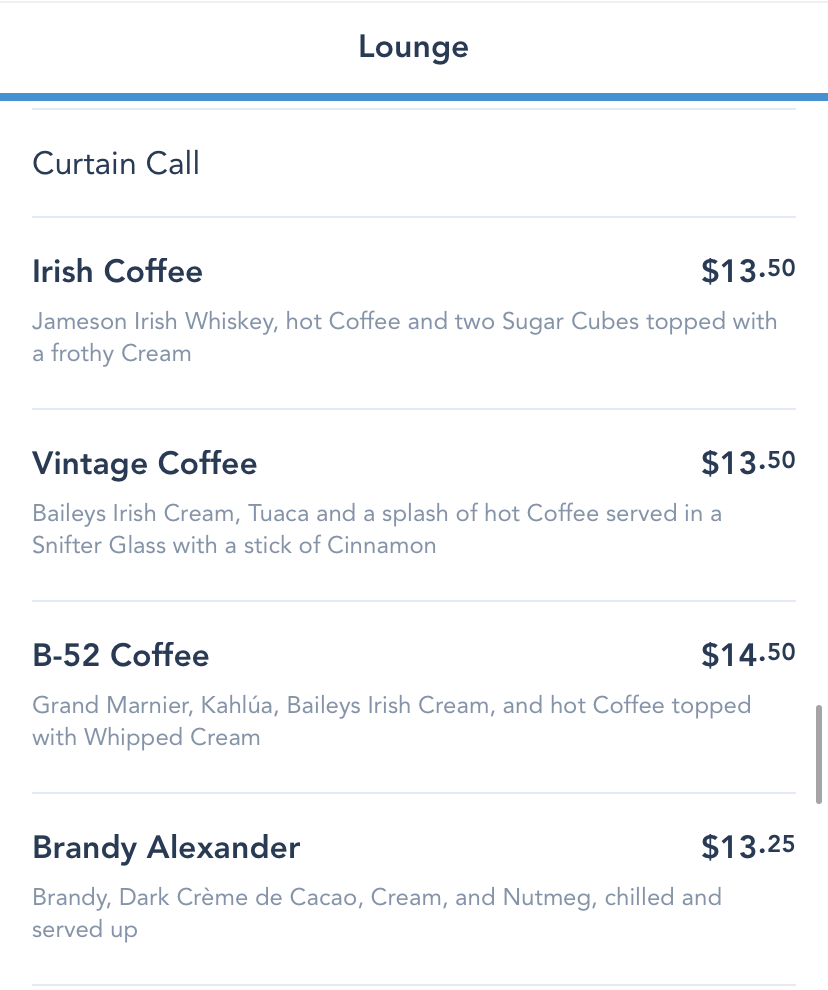 NEWS: Full Menu for Carthay Circle Lounge Released on Disneyland App ...