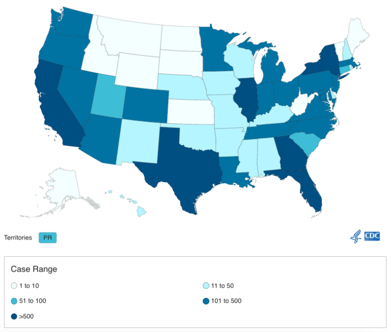 CDC monkeypox case map 2022