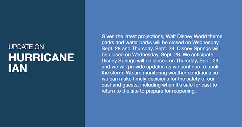 BREAKING: Disney World Announces Multi-DAY Closure Due to Hurricane Ian ...