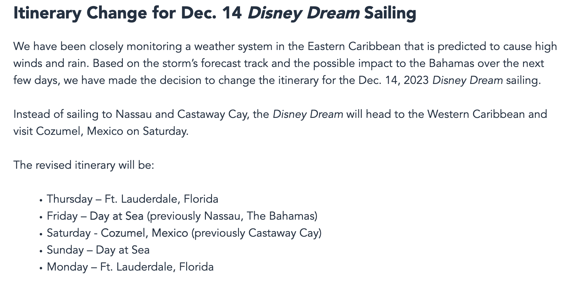 Here's What Happens When BAD Weather Is Heading for Your Disney Cruise ...