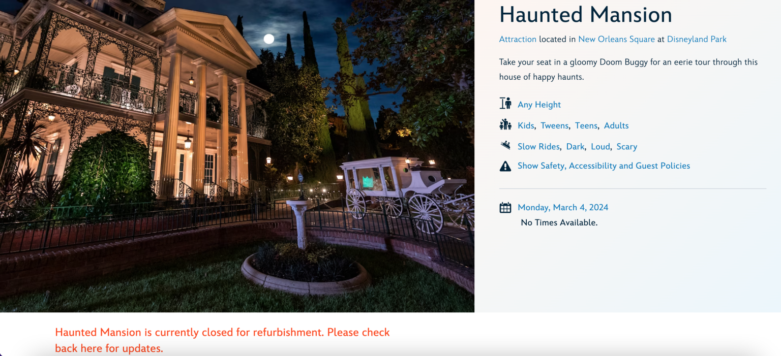 NEWS: Haunted Mansion Has CLOSED for a Lengthy Refurbishment at ...