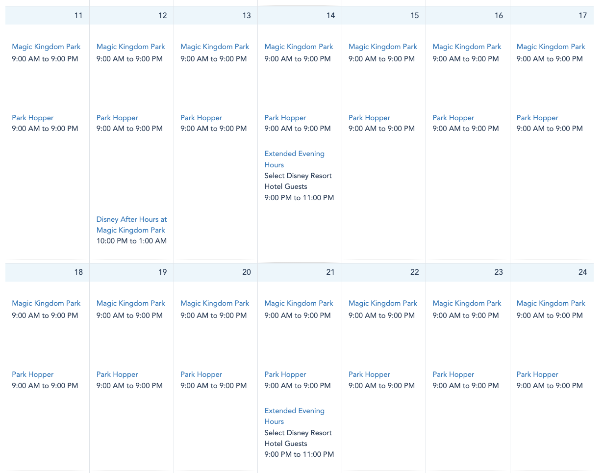 Full List of Disney World Park Hours for February 2024 | the disney ...
