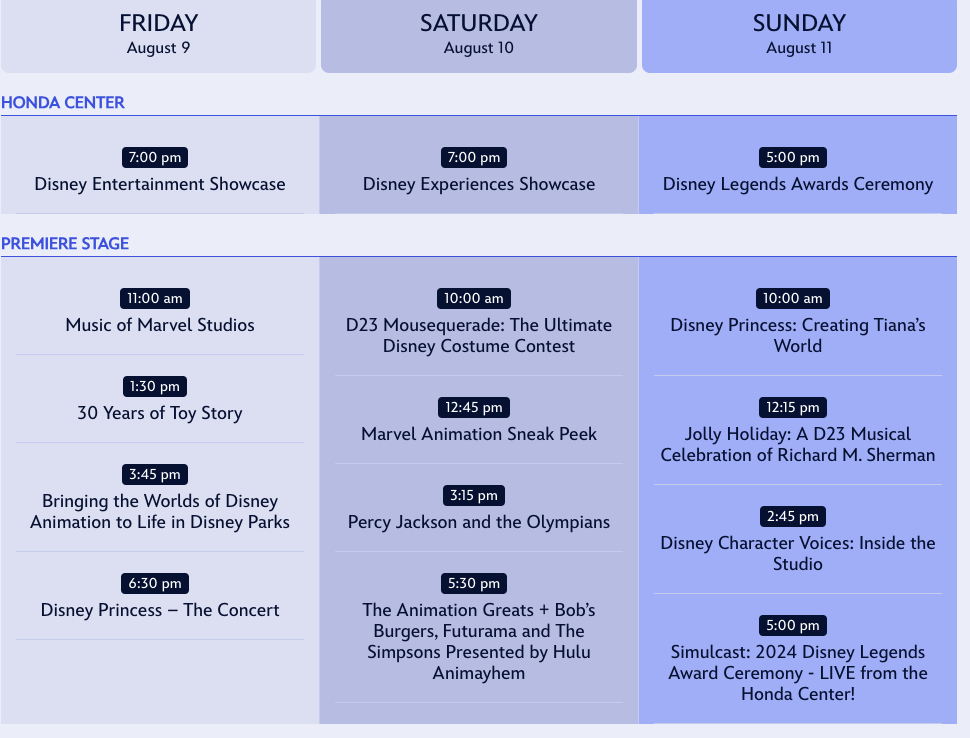 FULL SCHEDULE for D23: The Ultimate Disney Fan Event | the disney food blog