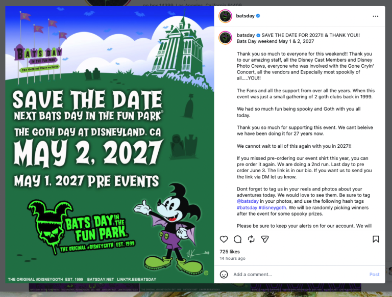Disneyland's Bat Day Dates Announced for 2027 | the disney food blog